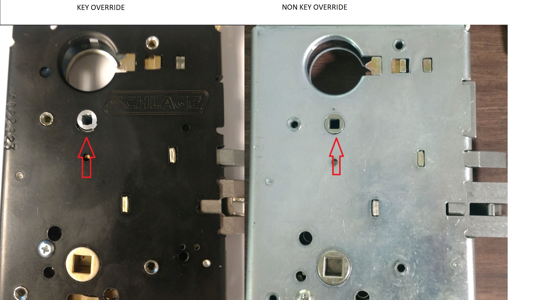 How can the L9000 Key Override Feature lock case be identified? How can the L9000 Key Override Feature lock case be identified?